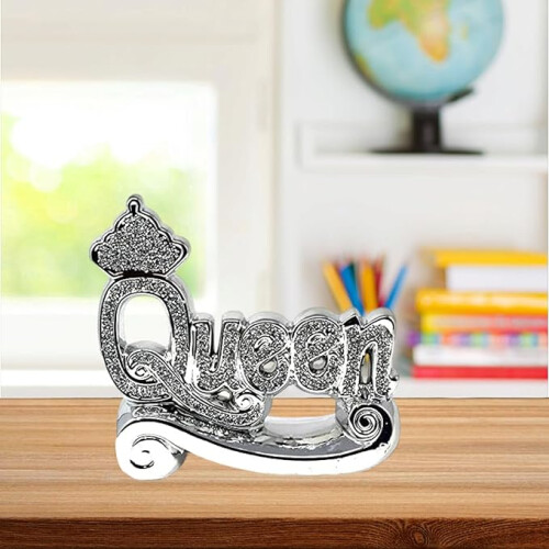 Diamante Queen Figurine Ornament Silver Crushed Diamond Encrusted 26cm ...