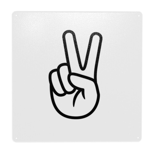 (Hand Peace Sign Or Victory Sign - Simple Line Icon Symbol=10342) Metal ...