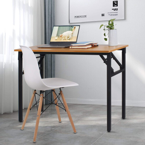 (A, light walnut) BELIWIN Folding Computer Desk, No-Assembly Writing ...