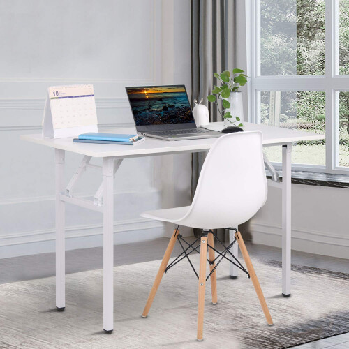 (B, white) BELIWIN Folding Computer Desk, No-Assembly Writing Desk, PC ...