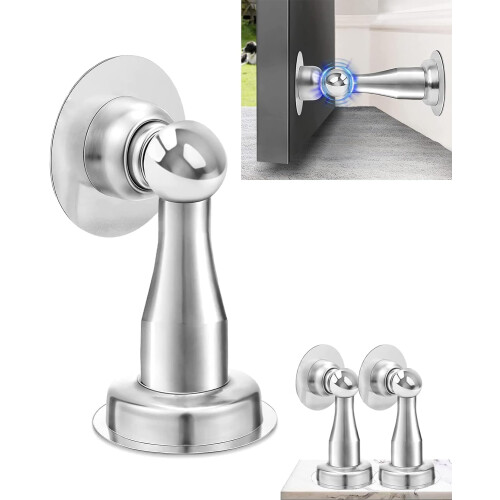 Door Stopper, Magnetic Door Stops, 2 Pack Wall Floor Mounted Black ...