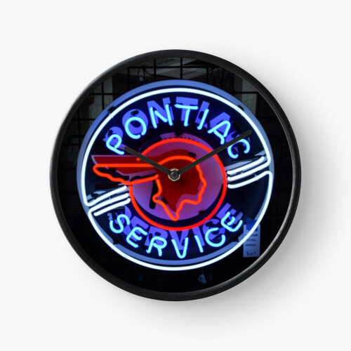 (Pontiac Neon Light=88) Wall Clock 12 Inch Funny Mantel & Tabletop Art ...