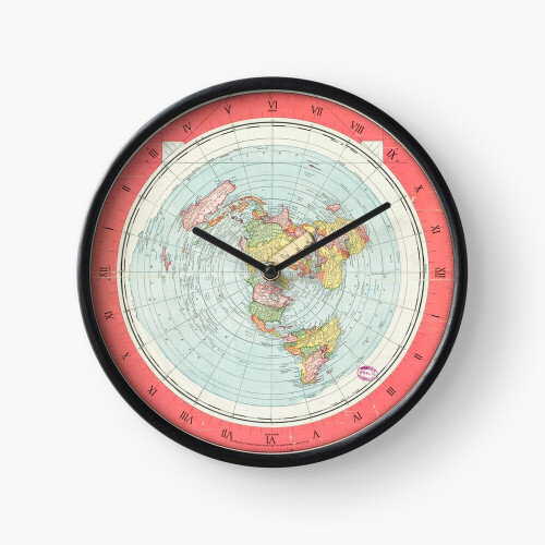 (Flat Earth - Gleason's Map=505) Wall Clock 12 Inch Funny Mantel ...