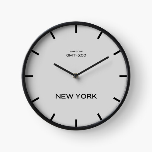 (New York GMT Time Zone World Wall-Grey=765) Wall Clock 12 Inch Funny ...