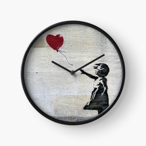 (Banksy's Girl with a Red Balloon=658) Wall Clock 12 Inch Funny Mantel ...
