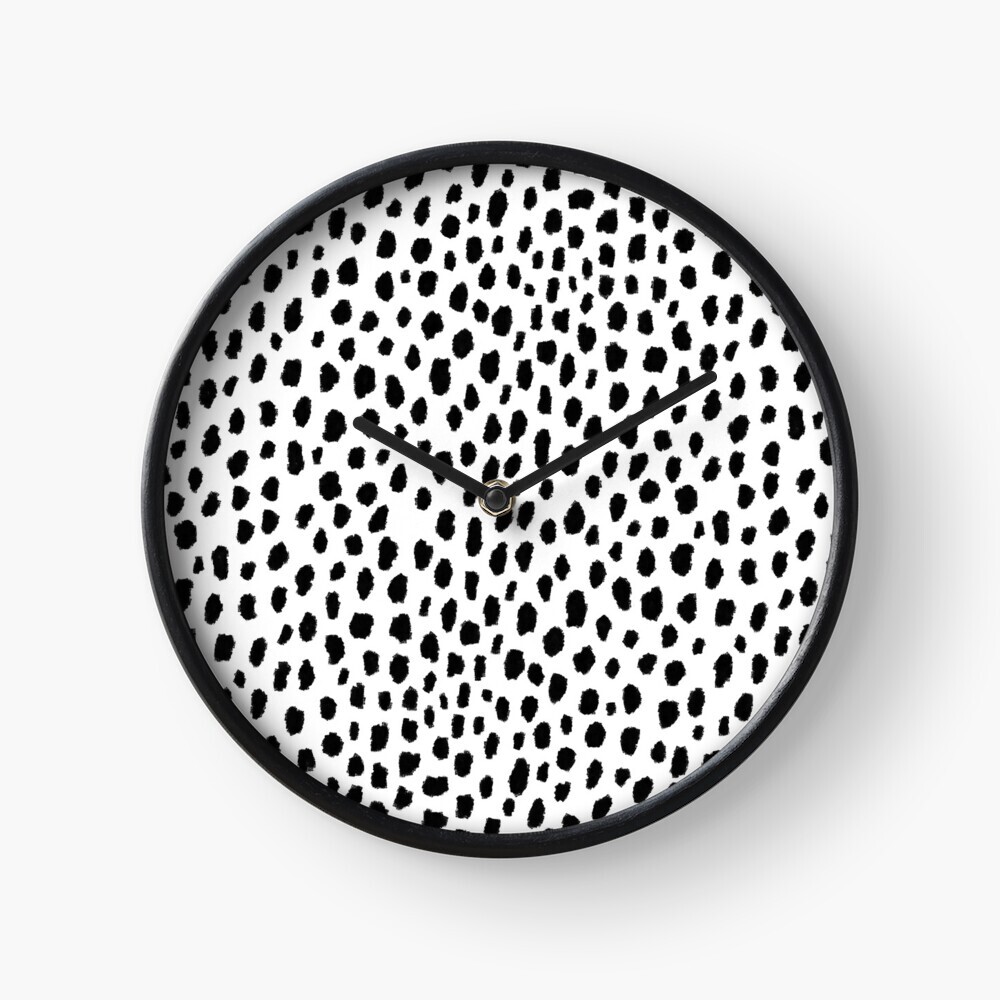 (Dalmatian Spots (black white)=1330) Wall Clock 12 Inch Funny Mantel ...