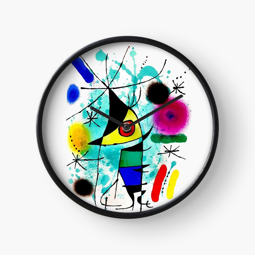 (Joan Miró Abstract Surrealism - 'The Singing Fish' =1344) Wall Clock ...