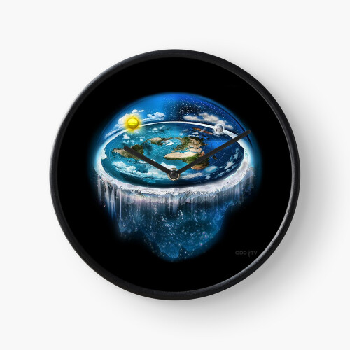(Flat Earth with Dome Art=1255) Wall Clock 12 Inch Funny Mantel ...