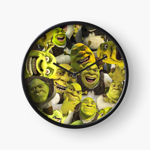 (Shrek Collage =1476) Wall Clock 12 Inch Funny Mantel & Tabletop Art ...