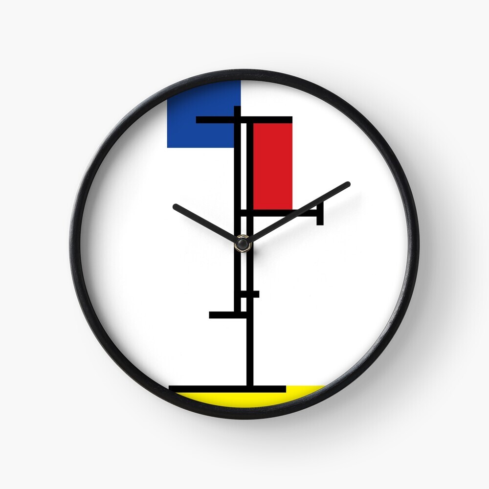 (Mondrian Minimalist De Stijl Modern Art III fatfatin=1829) Wall Clock ...