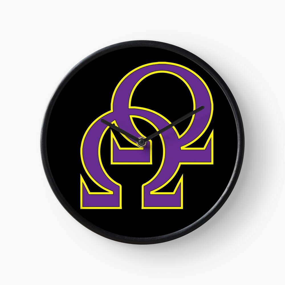 (Que Double Omega Purple Gold Psi Phi=1550) Wall Clock 12 Inch Funny ...