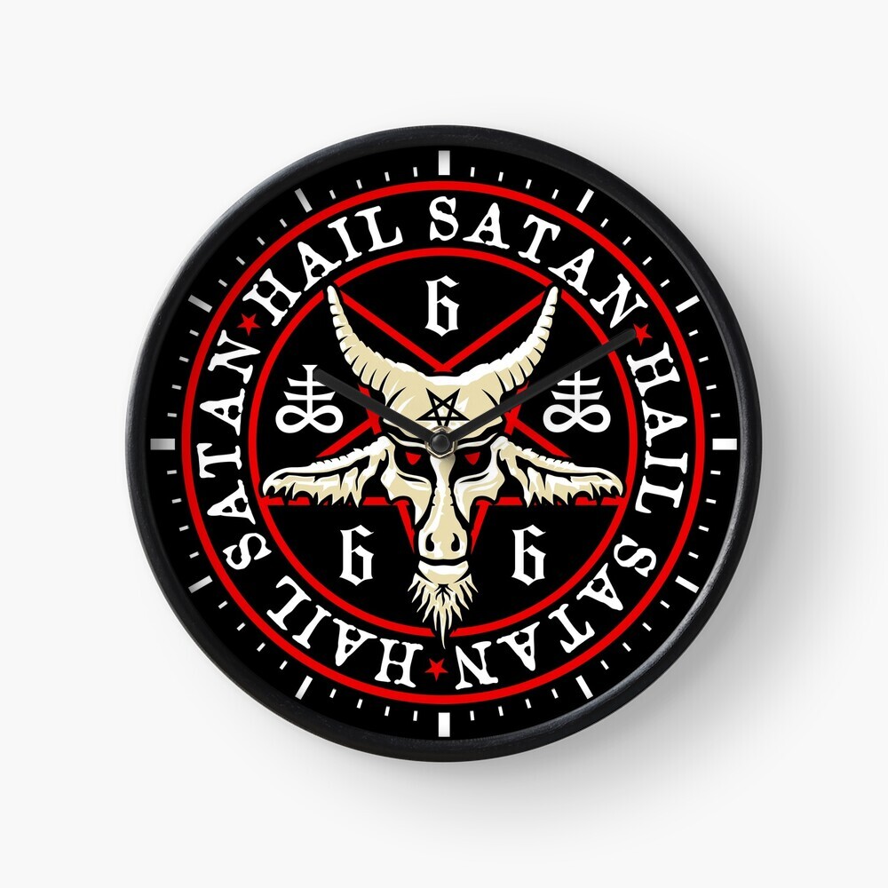 (Hail Satan Baphomet in Occult Inverted Pentagram=2293) Wall Clock 12 Inch Funny Mantel ...