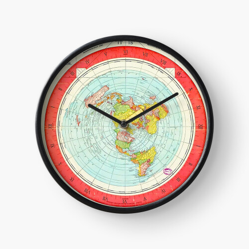 (Flat Earth Map Gleason=2052) Wall Clock 12 Inch Funny Mantel ...