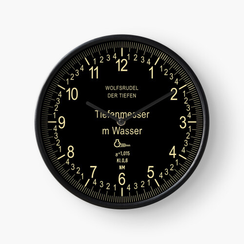 (World War II German U-Boat Depth Gauge=2064) Wall Clock 12 Inch Funny ...