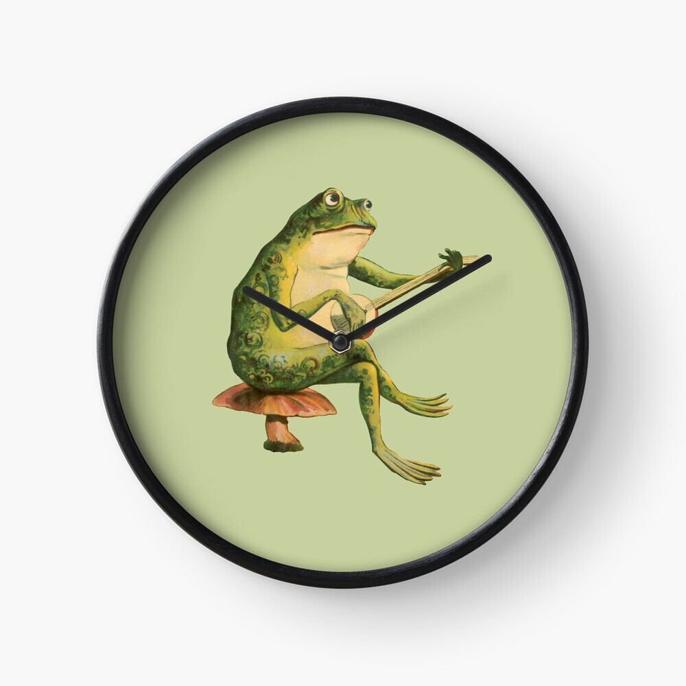 (Melancholic Vintage Frog Playing Banjo on Mushroom Toadstool ...