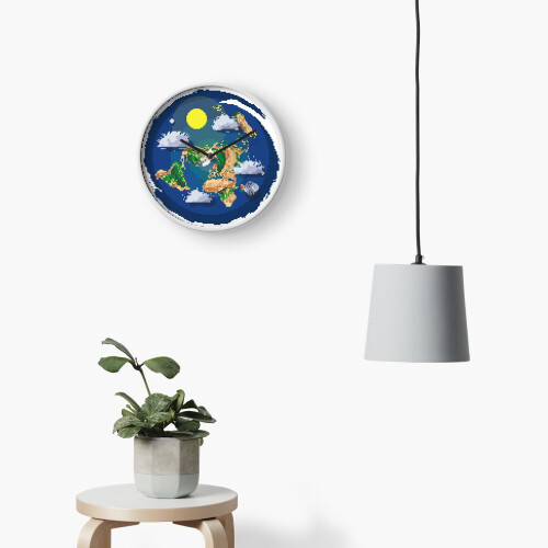 (Flat Earth Map Pixel Art (space backround)=2639) Wall Clock 12 Inch ...