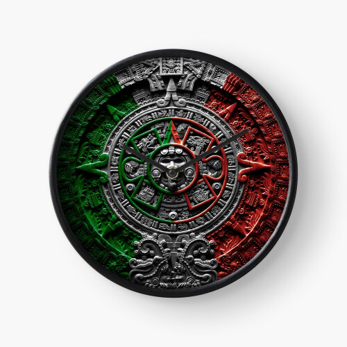 (aztec calendar mexico chicano=2178) Wall Clock 12 Inch Funny Mantel ...