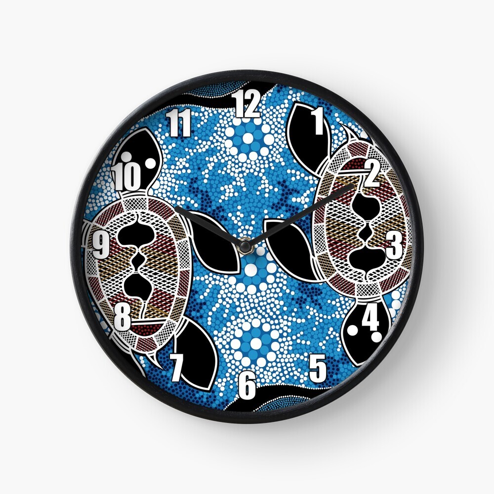 (Authentic Aboriginal Art - Sea Turtles=2187) Wall Clock 12 Inch Funny ...