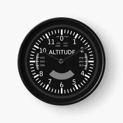 (Flight Cockpit Altimeter for Kitchen Pilot=3890) Wall Clock 12 Inch ...