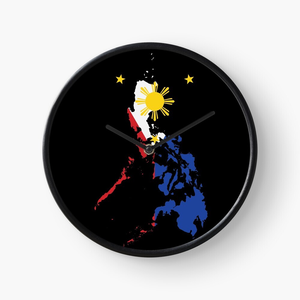 (Filipino Map Philippines Flag=3955) Wall Clock 12 Inch Funny Mantel ...