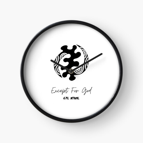 (Gye Nyame Adinkra Symbol Except for God Meaning =4581) Wall Clock 12 ...
