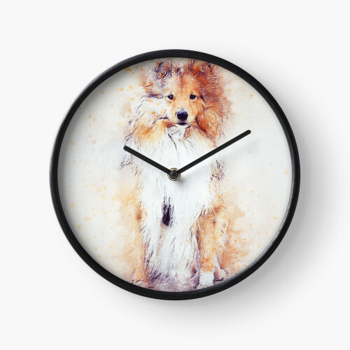 (Watercolor Sheltie=4597) Wall Clock 12 Inch Funny Mantel & Tabletop ...