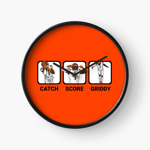 (Catch. Score. Griddy. Repeat.=5110) Wall Clock 12 Inch Funny Mantel ...