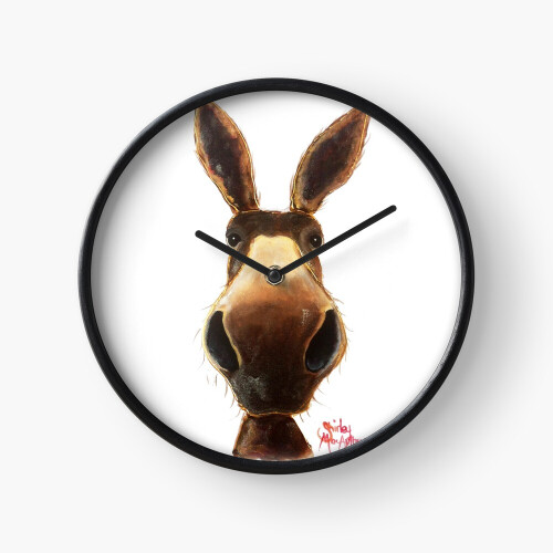 (Happy Donkey ' TEDDY ' by Shirley MacArthur=5655) Wall Clock 12 Inch ...