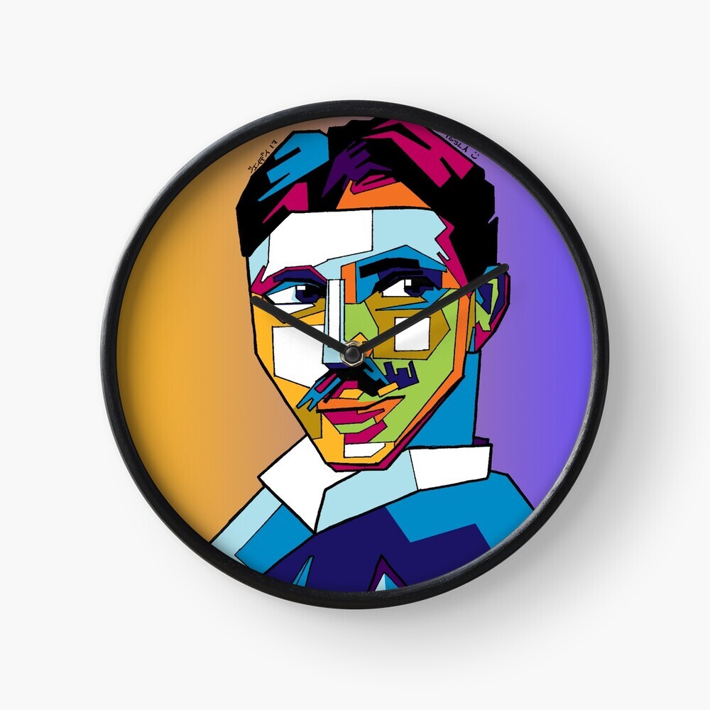 (Nikola Tesla Cubism style with color=6178) Wall Clock 12 Inch Funny ...