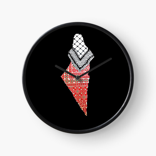 (Embroidery Palestinian Map=7343) Wall Clock 12 Inch Funny Mantel ...