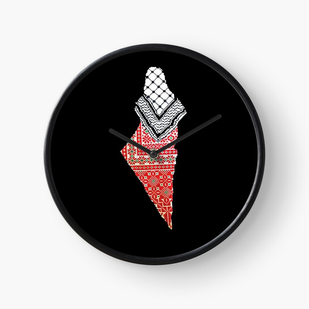 (Embroidery Palestinian Map=7343) Wall Clock 12 Inch Funny Mantel ...