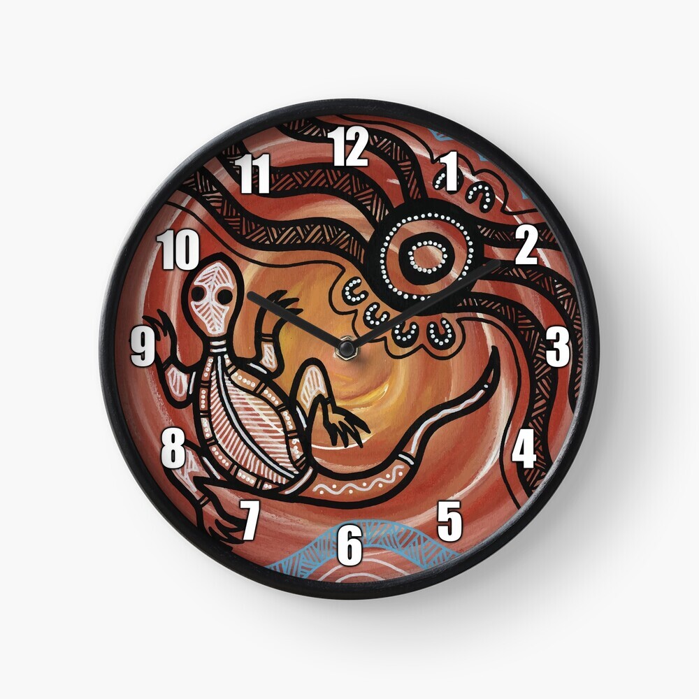 (Authentic Aboriginal Art - Lizard=7485) Wall Clock 12 Inch Funny ...