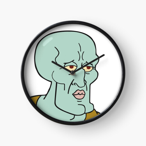 (Handsome Squidward meme=7452) Wall Clock 12 Inch Funny Mantel ...
