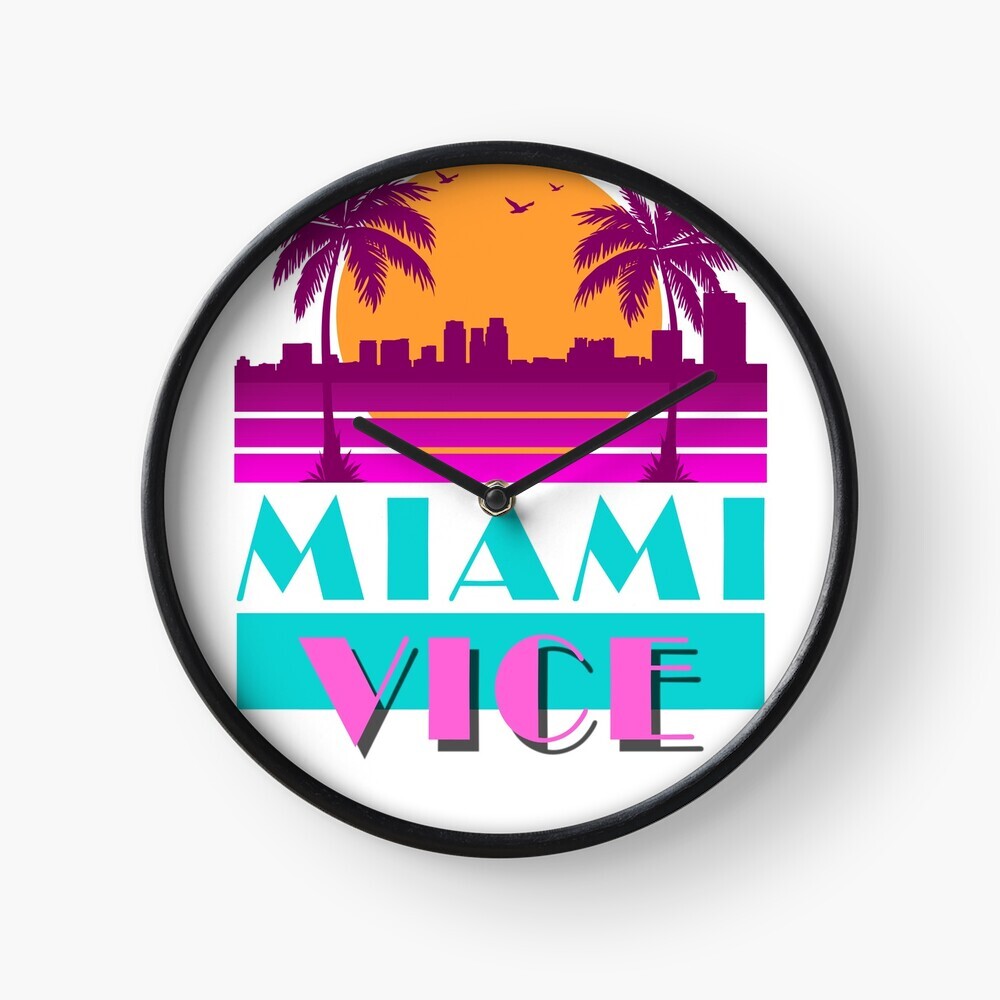 (Miami vice - 80s design=7537) Wall Clock 12 Inch Funny Mantel ...