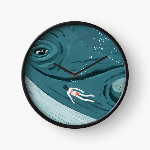 (Whale dive=8418) Wall Clock 12 Inch Funny Mantel & Tabletop Art Decor ...