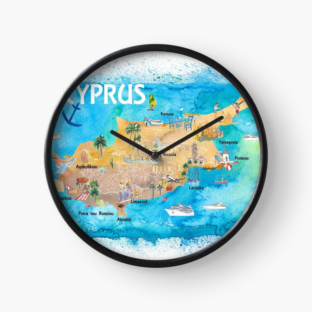 (Cyprus Illustrated Map with Main Roads Landmarks and Highlights=9542 ...