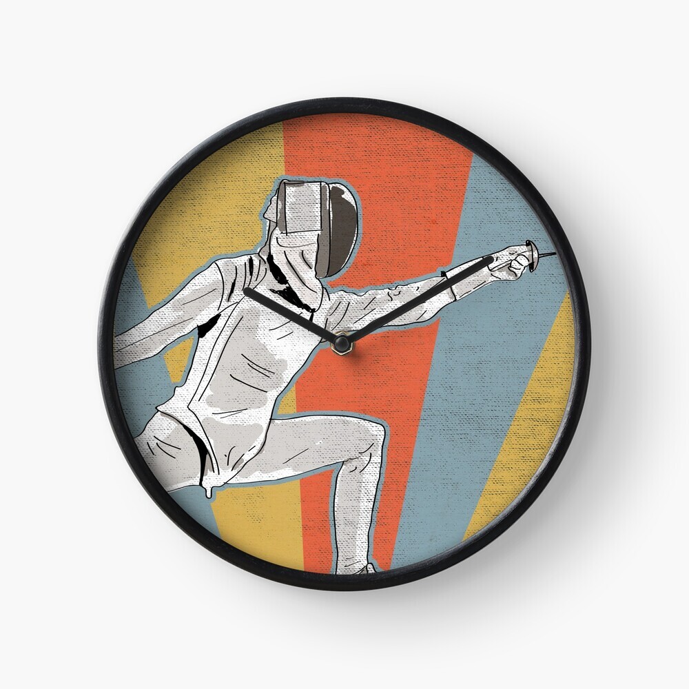 (Retro vintage fencing=10040) Wall Clock 12 Inch Funny Mantel ...