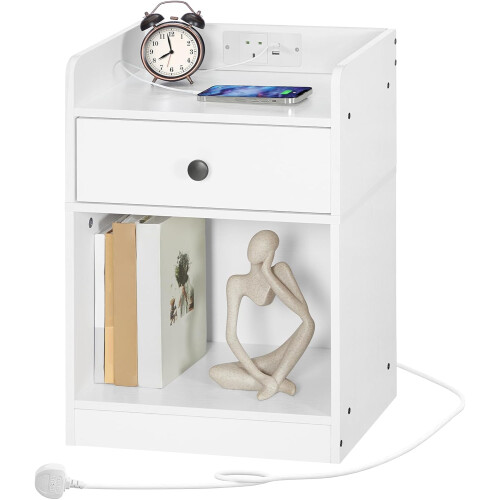 Bedside table with charging station, Sofa side table with USB, Bedside ...