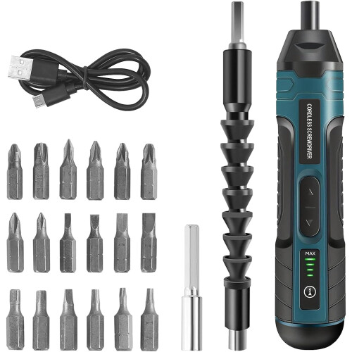 Cordless Electric Screwdriver, 21 in 1 Electric Cordless Screwdriver ...