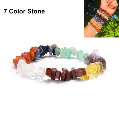 (Seven Color Stone, 3) Crystal Gemstone Bracelet Bead Chakra Natural ...