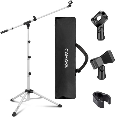 CAHAYA Microphone Stand Tripod Boom Arm Floor Mic Stand with Carrying ...