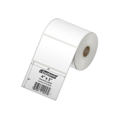 Ecotherm 4x3 Thermal Labels - 930 Paper Stickers Per Roll - 6 Rolls ...