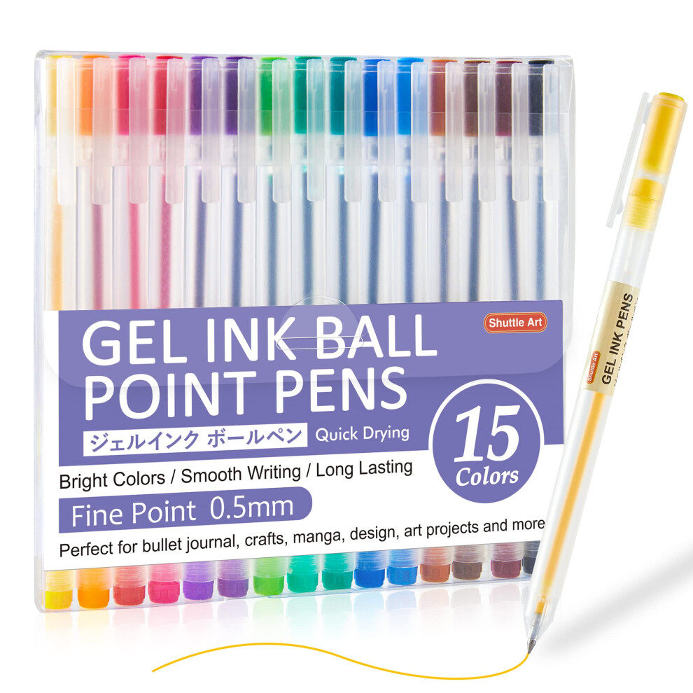 Shuttle Art Gel Ink Ball Point Pens, 15 Colors Japanese Style Pens, 0 ...