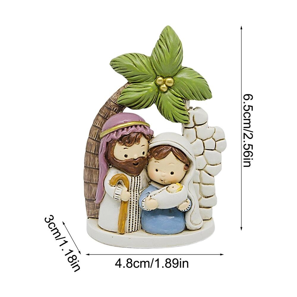 (B) Holy Family Figurine Jesus Miniature Manger Scene Small Nativity ...