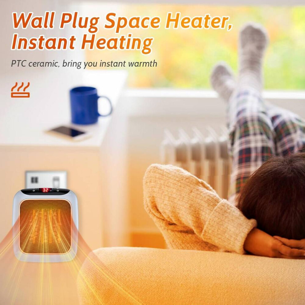 Wall Plug In Heater Fan Ceramic Space Heater Low Energy 3S Fast Heating ...
