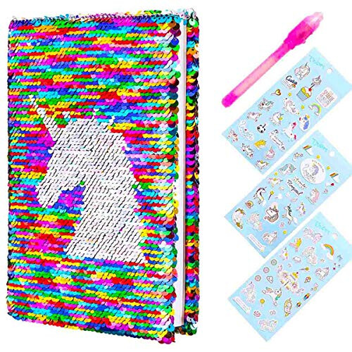 Yiran Girls Secret Diary Sequin Unicorn Diary & Magic Pen with Unicorn ...