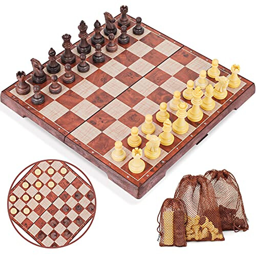 Peradix Chess Set Magnetic Chess Pieces Foldable Chess Board Classic ...