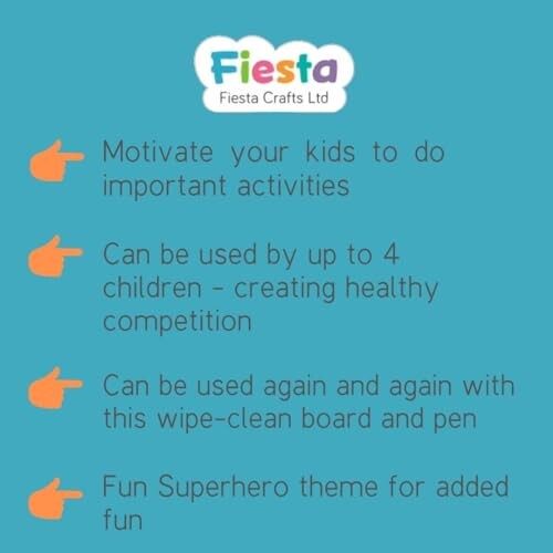Fiesta Crafts Superhero Star Reward Chart - Magnetic Chore Board for ...