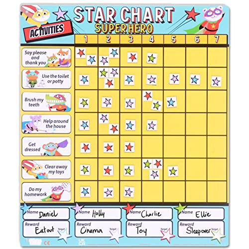 Fiesta Crafts Superhero Star Reward Chart - Magnetic Chore Board for ...