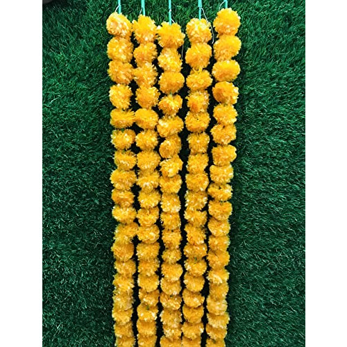 Artificial Marigold Flower Garland for Diwali Decoration 5 String Genda ...